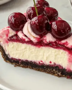 Cherry Ripple Cheesecake - Savory Splash