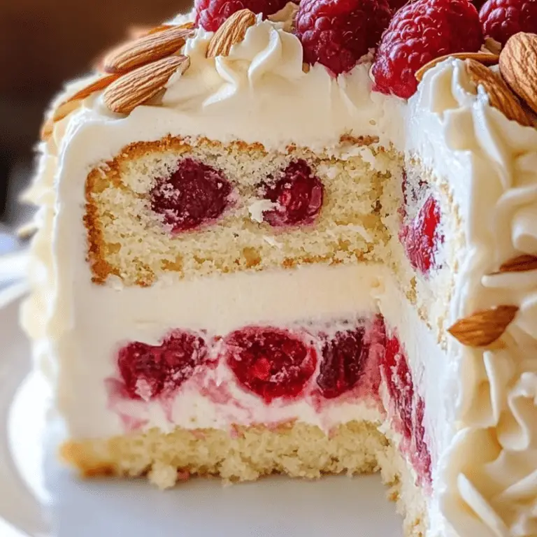 White Chocolate Almond Raspberry Cake - Savory Splash