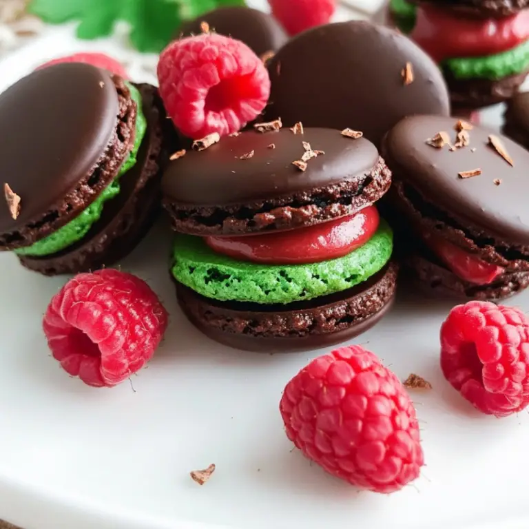 Dark Chocolate Raspberry Macarons - SavorySplash