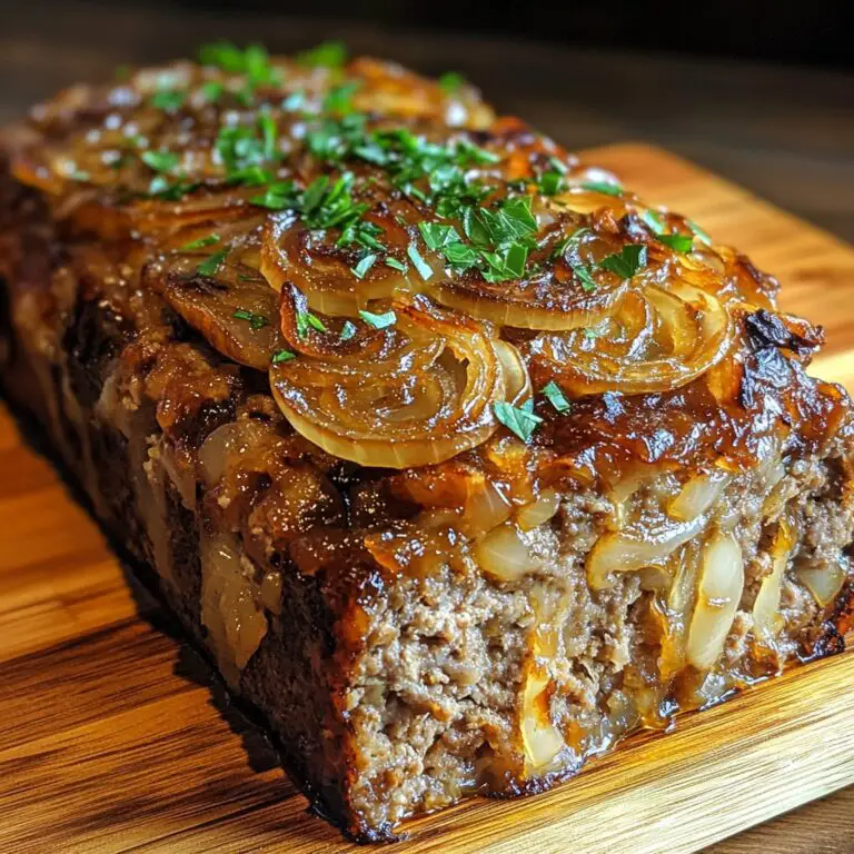 Savory French Onion Meatloaf with Caramelized Onions - SavorySplash
