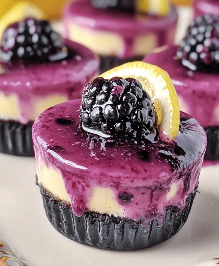 Mini Lemon Blackberry Cheesecakes - Savory Splash