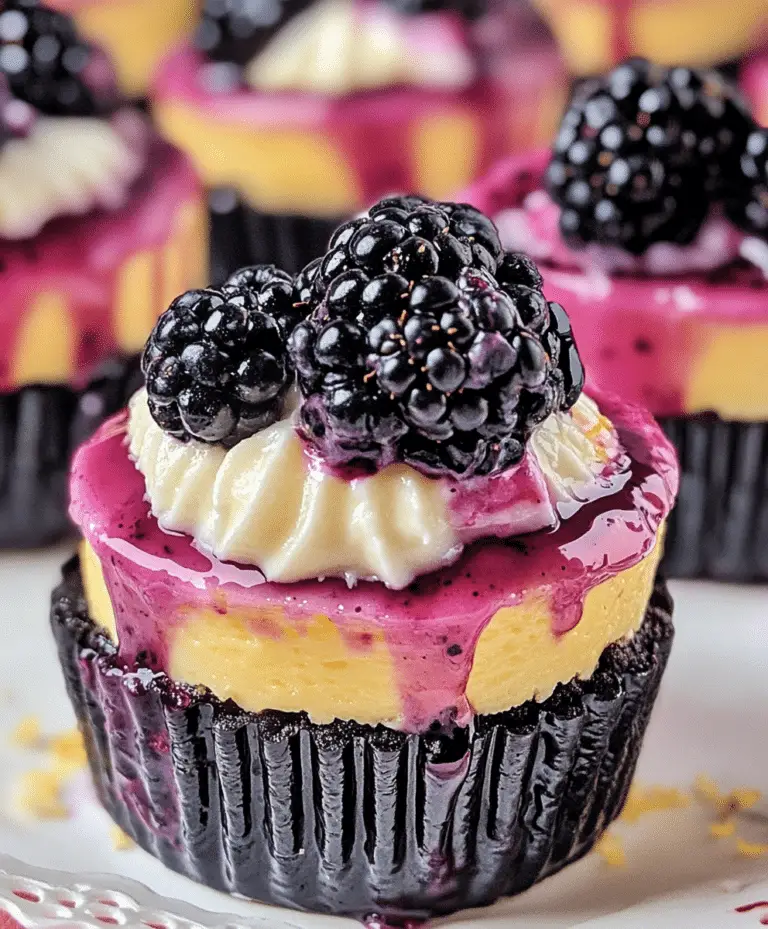 Mini Lemon Blackberry Cheesecakes - Savory Splash