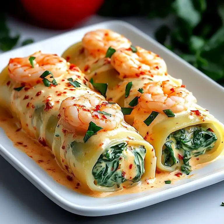 Shrimp and Spinach Stuffed Pasta Rolls with Roasted Red Pepper Cream ...