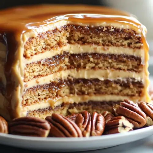 Caramel Pecan Layer Cake - Savory Splash