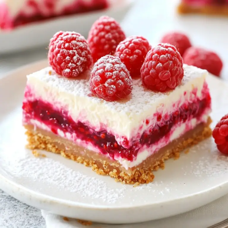 No-Bake Raspberry Cheesecake Bars - SavorySplash