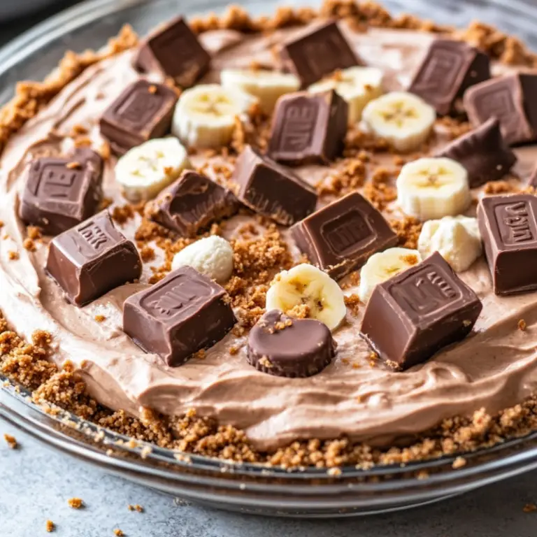 No-Bake Reese's Peanut Butter Chocolate Banana Cream Pie - Savory Splash