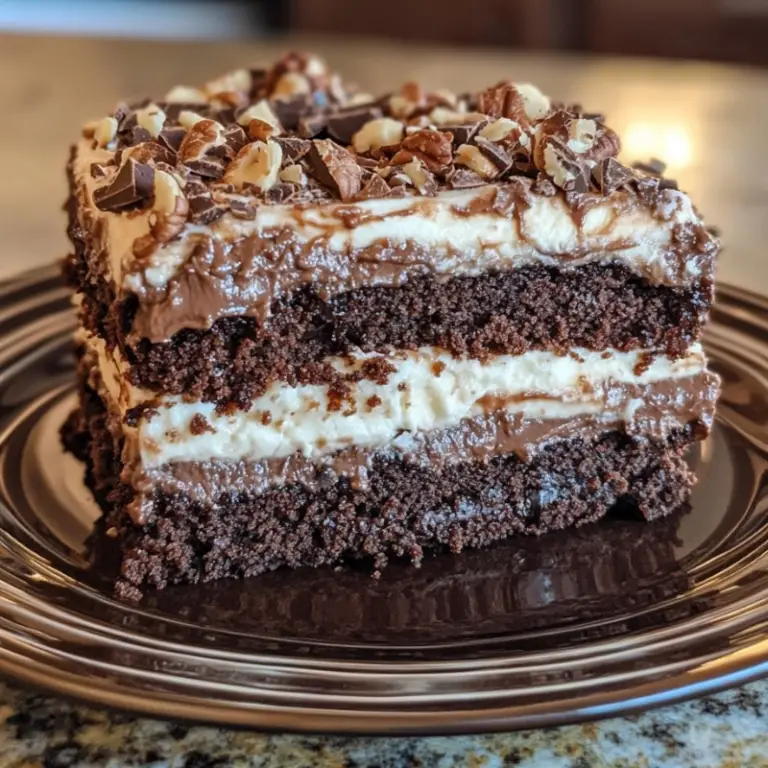 TRIPLE LAYER CHOCOLATE BROWNIE CAKE - Savory Splash