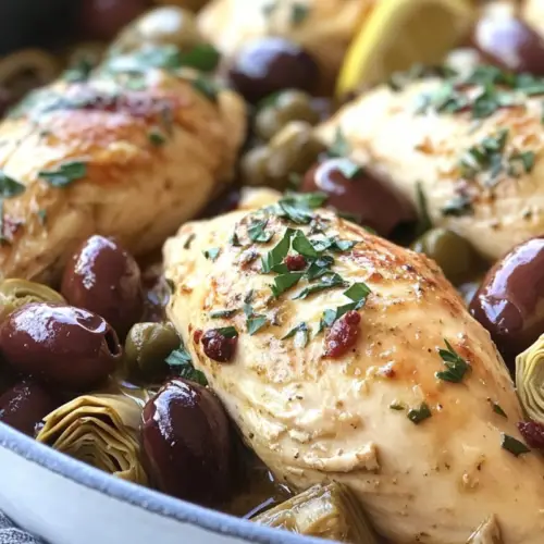 Mediterranean Lemon Chicken with Artichokes & Olives - SavorySplash